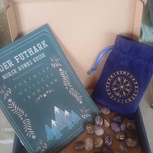 Rune Stones Gift Set Includes 21 Page Guide Book and Free Bag ...