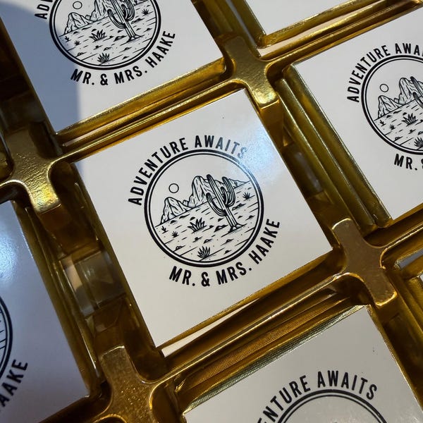 50 Custom Logo Chocolate, Personalized Your Own Logo or Photo, Gold or ...