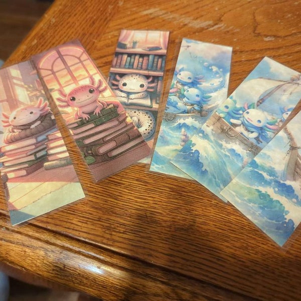 Set of 6 Kawaii Axolotl Printable Bookmarks Plus 3 Bookmarks Bonus ...
