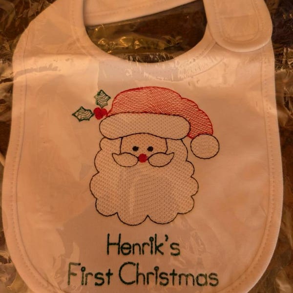 Personalized Baby Bib, Santa Christmas Bib, Christmas Baby Bib ...