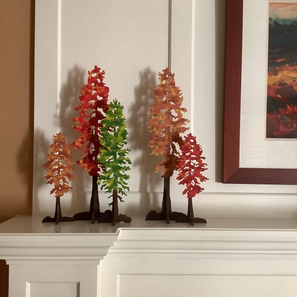 Decorative Freestanding Wood Trees in Various Sizes - Hand-painted ...