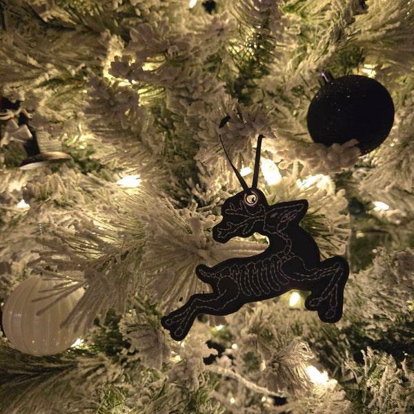 Skeleton Reindeer Ornament | Goth Christmas Black Tree Spooky Decor - Etsy