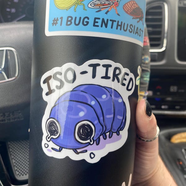 Iso-tired Isopod Bug Nature Glossy Waterproof Sticker Laptop Water ...
