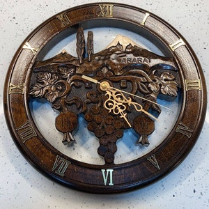 Armenian Handmade Wood Carving Decor Clock for Wall Handwork - Etsy