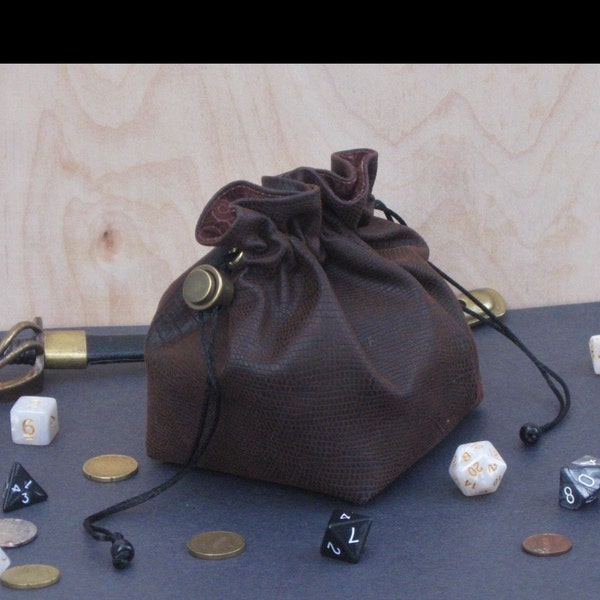 Dice Game Bag, Leather Large Dice Bag of Holding, Drawstring Pouch Bag ...