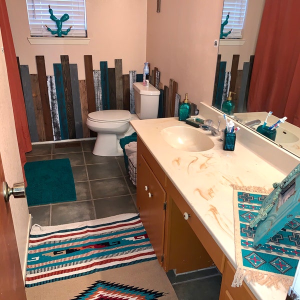 Tan and Teal Aztec Rug, Tribal Rug, Southwestern Throw Rug, Kilim, Boho ...