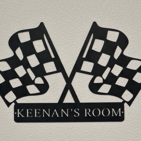 Custom Checkered Flag Racing Sign, Checkered Flag Monogram ...