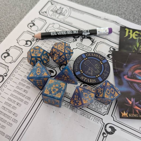 Guiding Stars Exclusive 7 Dice Set | Unique Constellation Star Chart ...