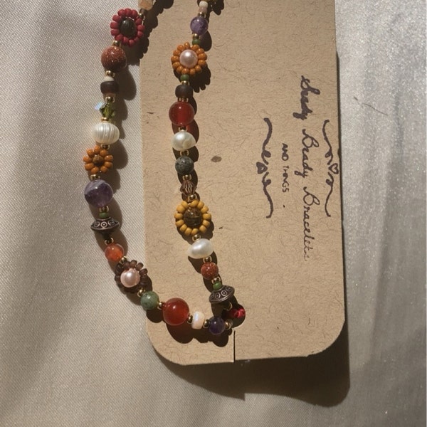 Clementine Necklace | Delicate Autumn Beaded Flower Necklace | Dainty ...