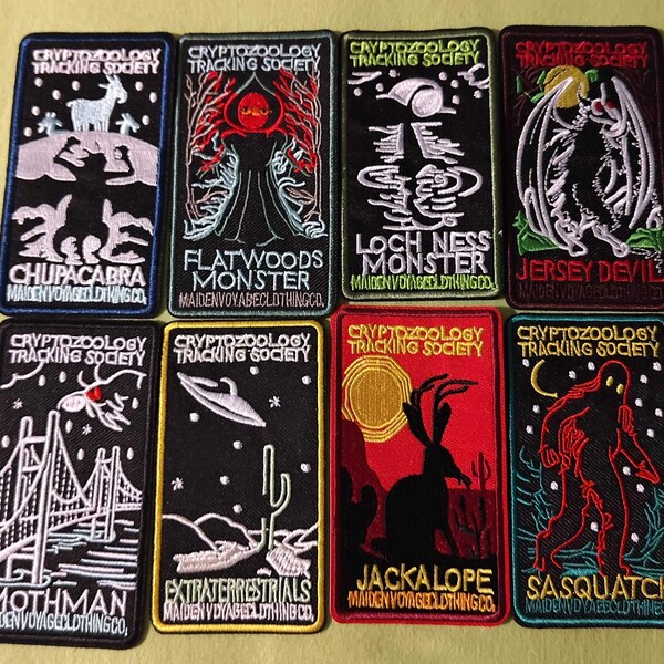 Cryptid Collection Embroidered Patches | Cryptozoology Sew on Appliques ...