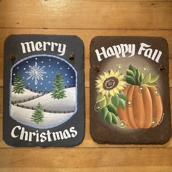 Handpainted Handcut Personalized Snowman Slate Welcome Sign for Winter ...