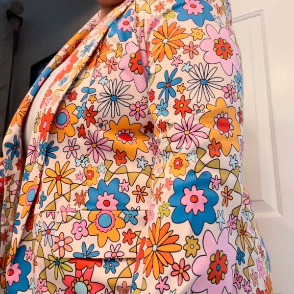 Flower Power Blazer; Funky Colorful Floral Jacket; Retro; Fun Jacket - Etsy