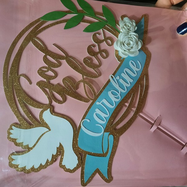 Custom First Holy Communion Cake Topper, Cake Topper With a Name, Gold ...