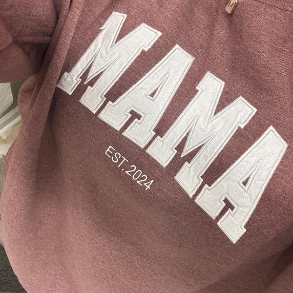 MAMA Glitter Embroidered Sweatshirt - Etsy