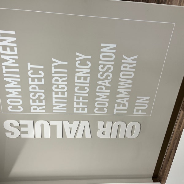 Our Values, Office, Wall, Art, Decor, 3D, PVC, Typography ...