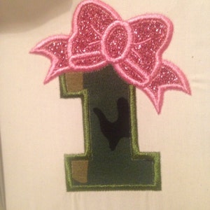 Bow Number 1 One First Birthday Applique Digital Machine Embroidery ...