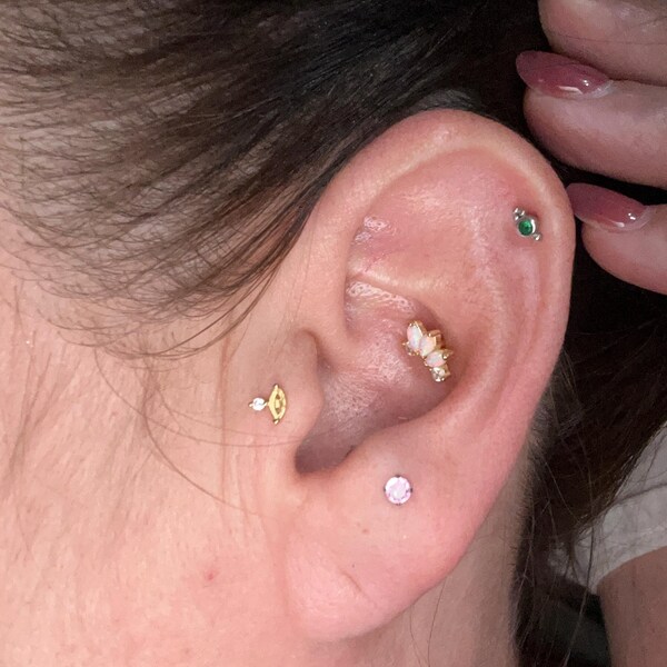 Coquette Bow and Flower Stainless Steel Piercing, Screw Bar | Tiny ...