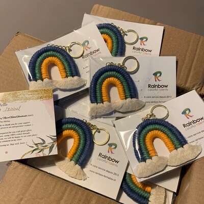Rainbow Boho Macrame Keyring Newborn Baby Guest Favors - Etsy