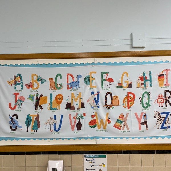 Alphabet Pictures Tapestry for Kids Educational Letters Pictures Wall ...