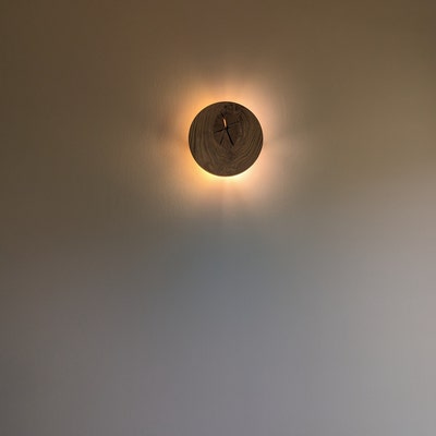 Handcrafted Wooden Wall Sconce Luna C 22/28cm 8.6/11 In, Home Decor ...