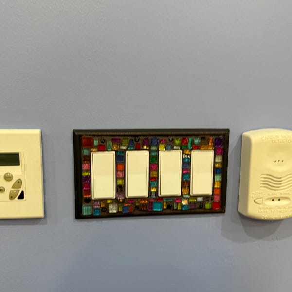 Mosaic Light Switch Plates EVIL EYE Cover Stained Glass Decor Art Tiles ...