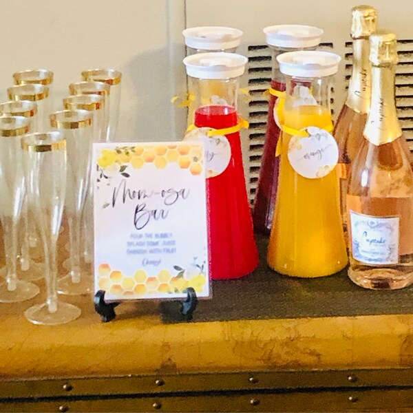 Mom-osa Bar Sign // Bee Baby Shower, Bee Theme, Baby Bee, Gender ...