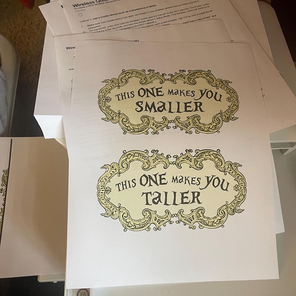 ALICE IN WONDERLAND Labels, Makes You Taller Label, Makes You Smaller ...