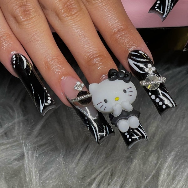 Red and Black Lady Luck Press on Nails, Reusable Press on Nails, Poker ...