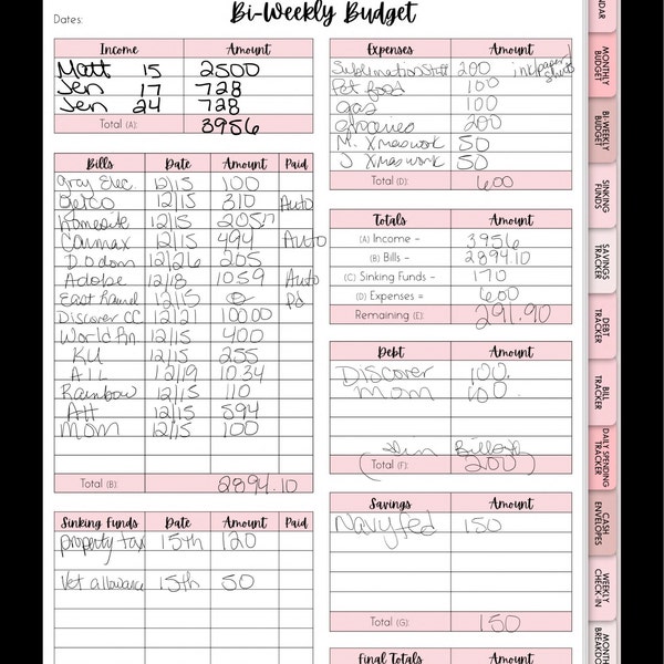 Digital Budget Planner, Digital Finance Planner, Digital Planner, Bi ...