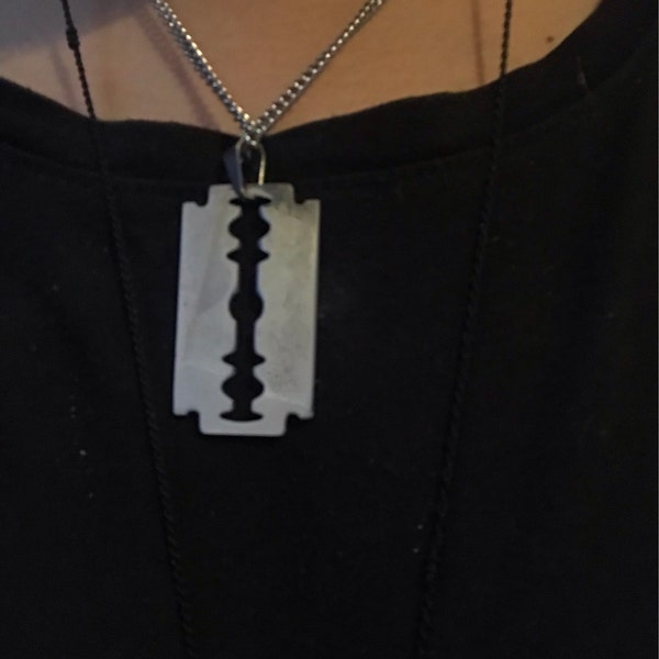 Stainless Steel Razor Blade Pendant, Hypo Allergenic Jewelry, Razor ...