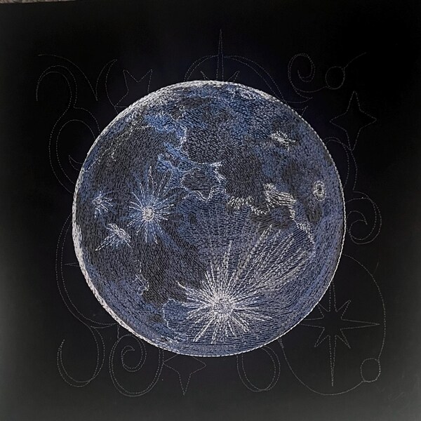 Moon Realistic Machine Embroidery Design for Dark Fabrics - Space Moon ...