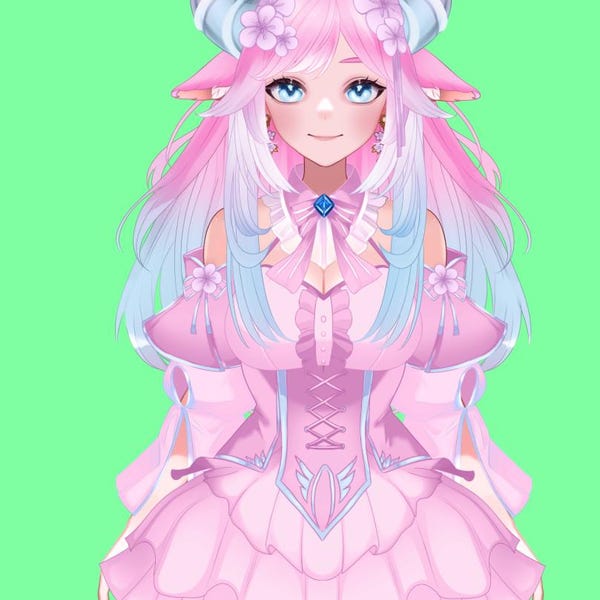 Rigged Vtuber Asset Bubble Braid With Bow Accessory 8 Color Variations ...