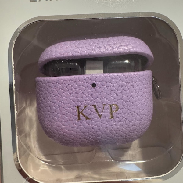 Personalized Custom Gold Initials Monogram Croc Leather AirPod Case ...