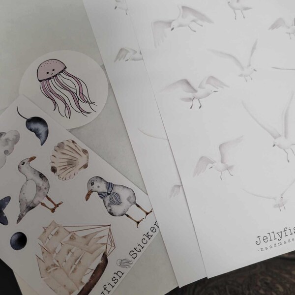 Sea Animals Sticker Set - Sea Stickers, Journal Stickers, Maritime ...