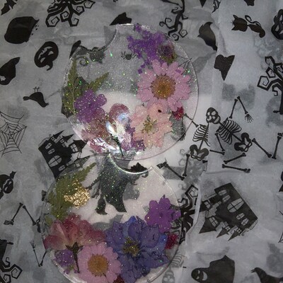 Pressed Flower Car Coasters, Set of 2, Floral Car Coasters, Car ...