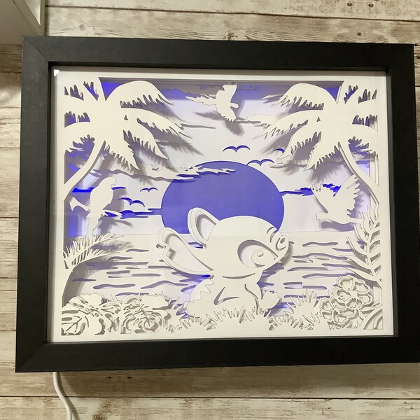 Stitch 2 - Paper Cut Light Box Template Files, Shadow Box, 3D Papercut ...