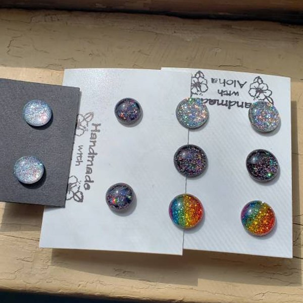 Matte Black Stud Earrings, Black Round Studs, Men's Stud Earrings, Gift ...