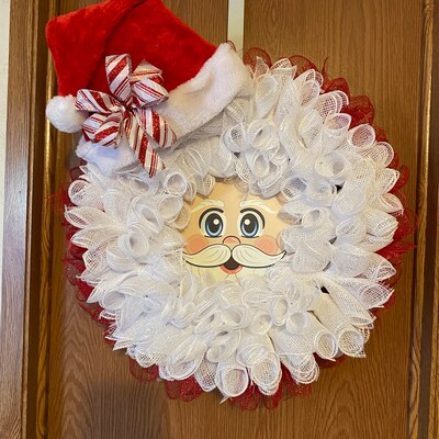 8 Inch Santa Face Metal Wreath Sign, Santa Christmas Sign, Christmas ...