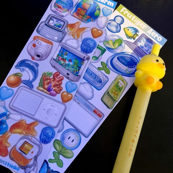 Frutiger Aero Deco Sticker Sheet | Matte Vinyl Sticker | Cute Sticker ...