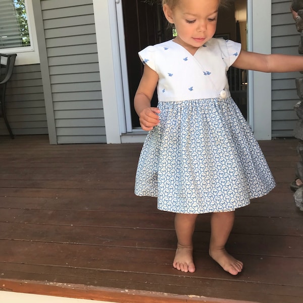 SEWING PATTERN, Girls Wrap Dress, Seven Sizes, Two Sleeve Options, Easy ...