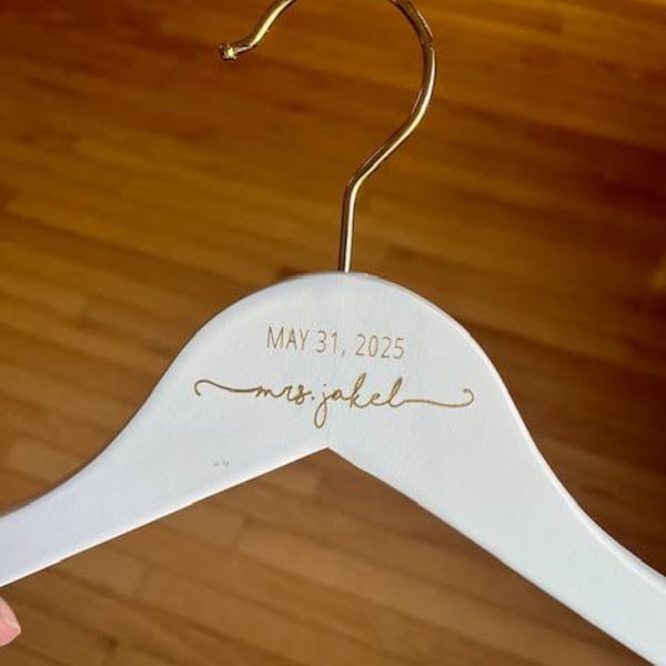 Personalized Gold Hook Bride Hanger for Wedding Dress, Custom Gold Name ...