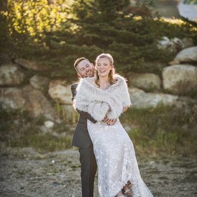 Blush With Black Tips Faux Fur Bridal Wrap, Wedding Fur Shrug, Bridal ...