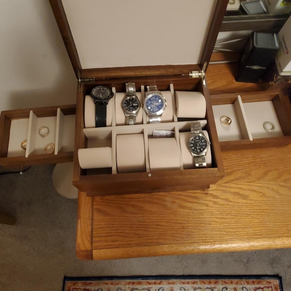 Personalized Rustic Watch Box for Men With Removable Dividers Pillows ...