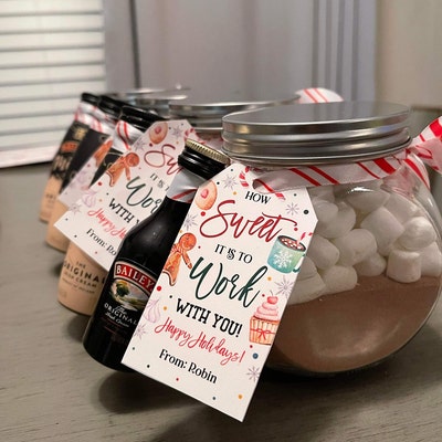 Christmas Coworker Gift Tags How Sweet It is to Work With You Holiday ...