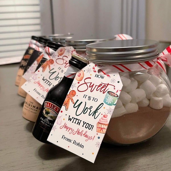 Christmas Coworker Gift Tags How Sweet It is to Work With You Holiday ...