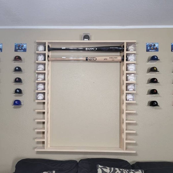 10bat Wood - Baseball Bat Display Rack W/ Multiple Shelves- Premium ...
