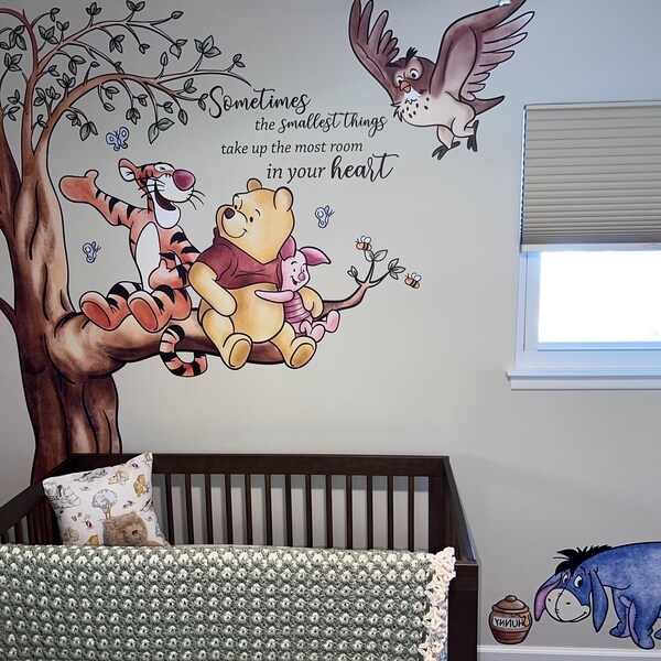 Winnie the Pooh and Friends on Tree With Quote Nursery Wall Decal ...