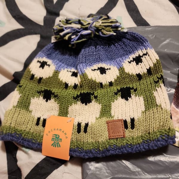 Sheep Hat - Flock of Sheep Collection - Roll Back Beanie - Handmade Pom ...