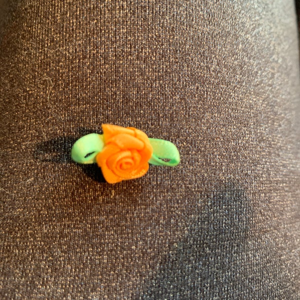 Mini Ribbon Roses With Leaf 3/8" (10mm) X 5/8" (16mm) Lots of Colors ...