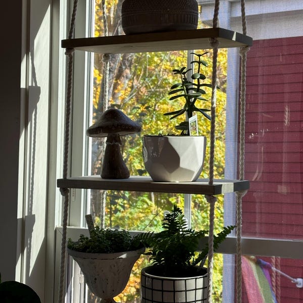 Window Plant Shelf | Hanging Window Shelf {3 Tiered} | Window Floating ...